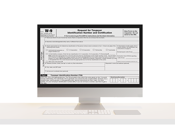 Form W-9 - Request your vendor to Complete e-sign & submit.